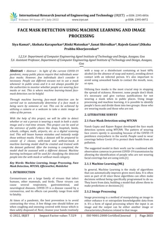 FACE MASK DETECTION USING MACHINE LEARNING AND IMAGE PROCESSING | PDF