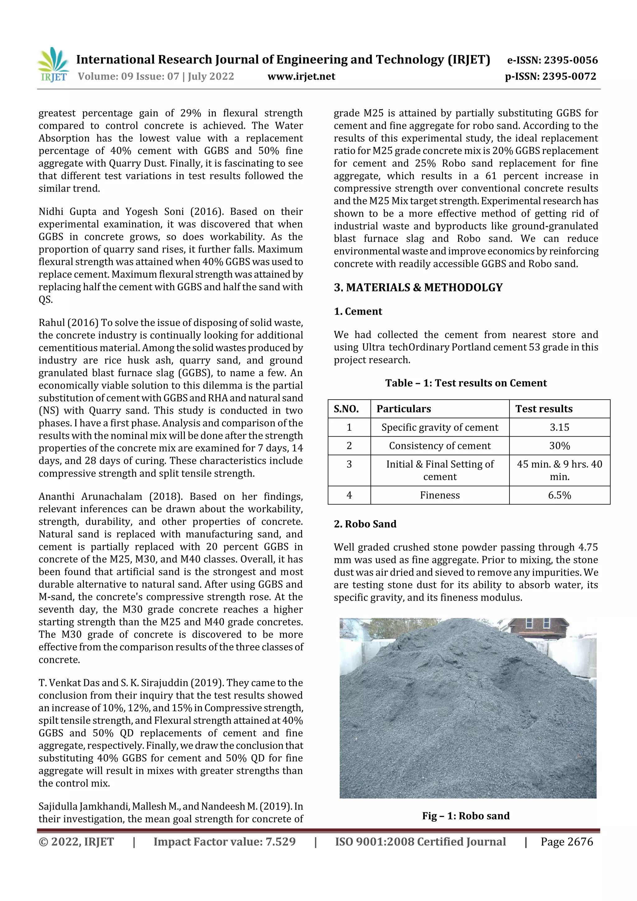 An Experimental Investigation on Partial Replacement of Cement by GGBS ...