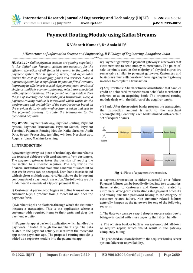 Payment Routing Module using Kafka Streams | PDF