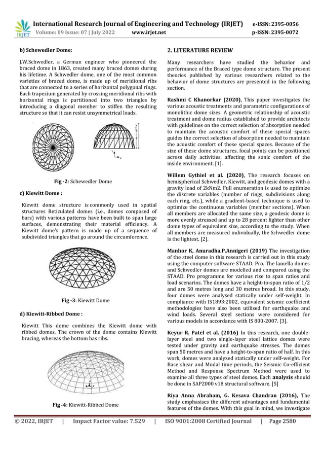 Review on Comparative Study on Behaviour of Various Dome Structures for Different Parameters | PDF