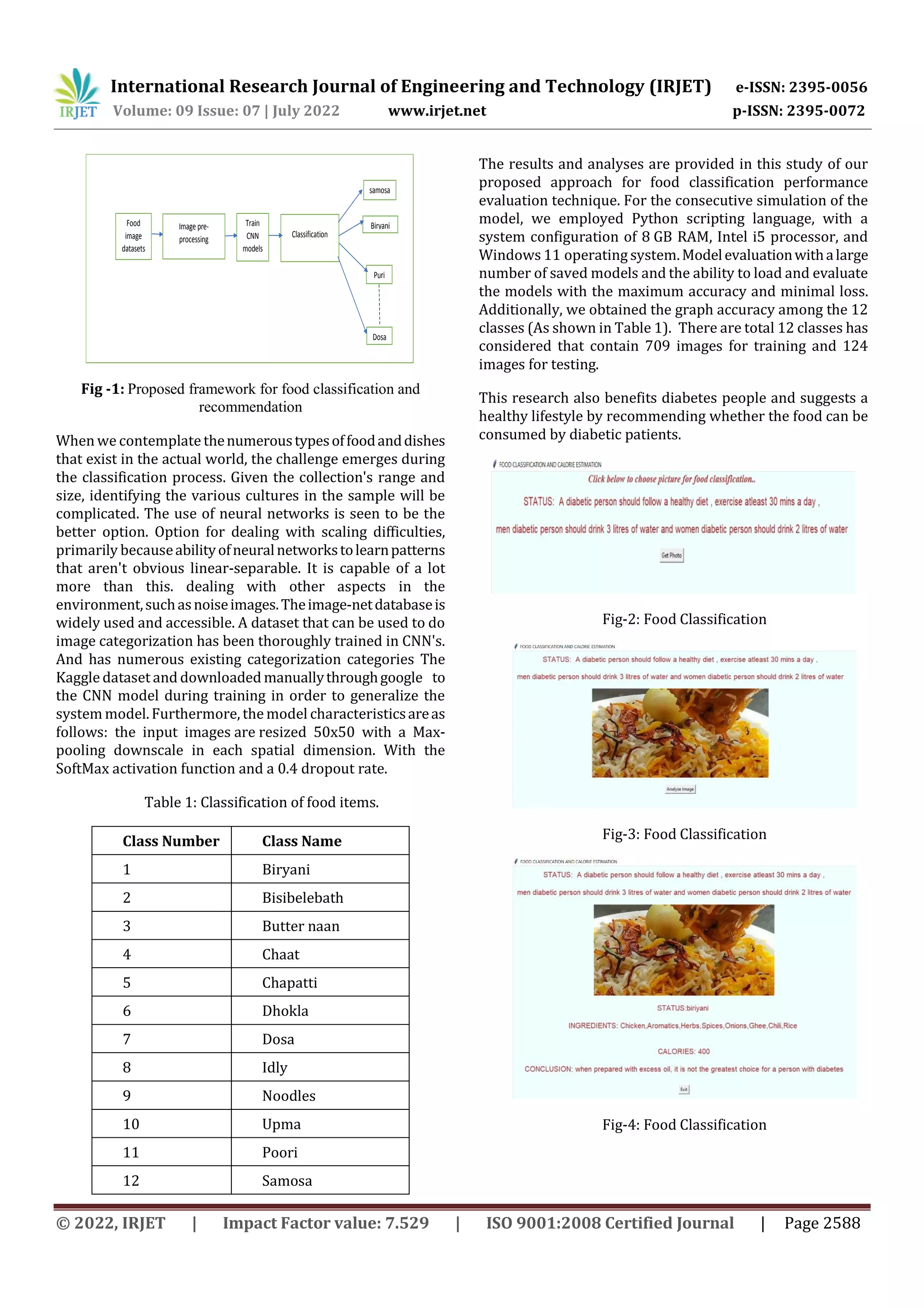 Food Classification and Recommendation for Health and Diet Tracking ...