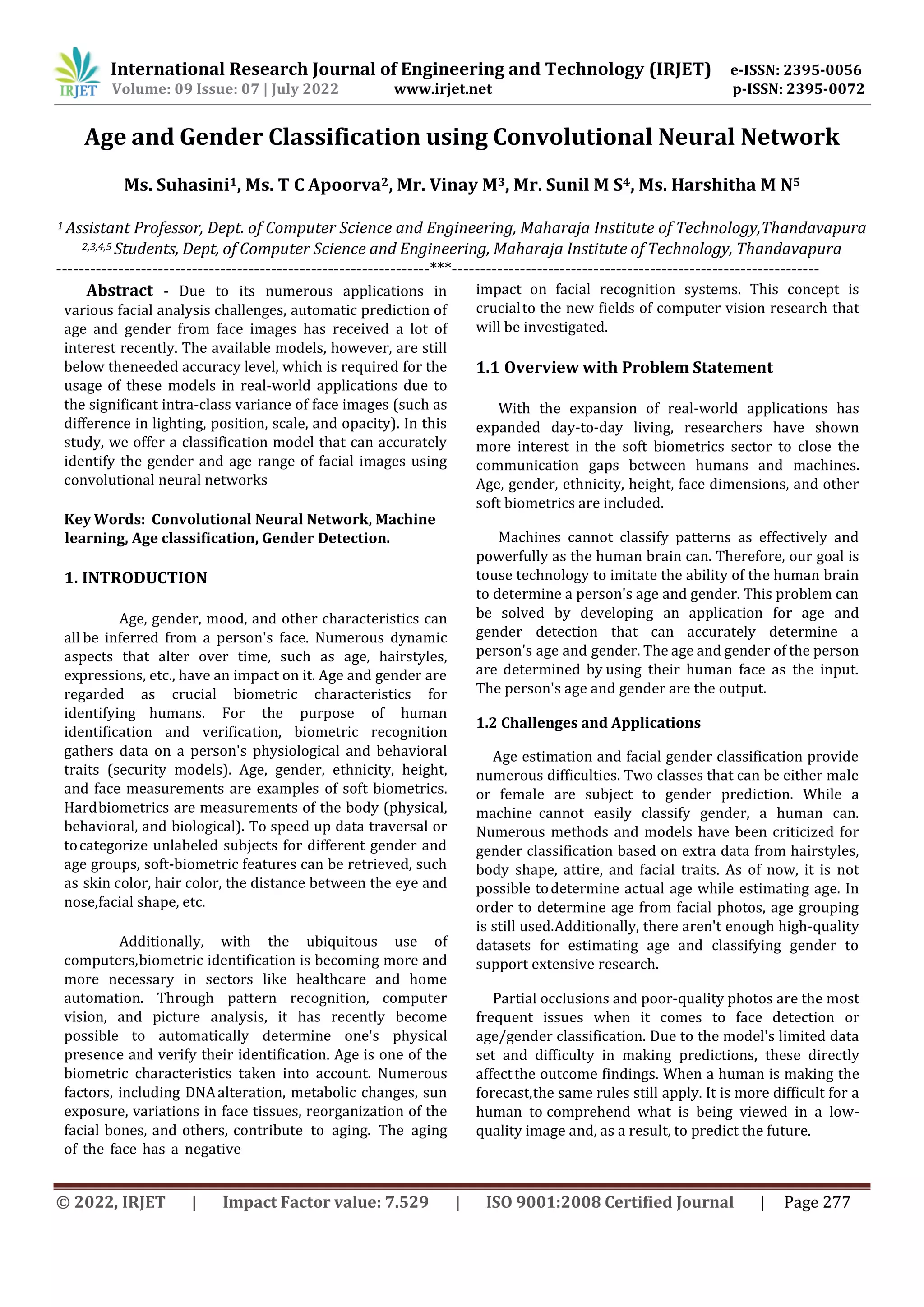 Age and Gender Classification using Convolutional Neural Network | PDF