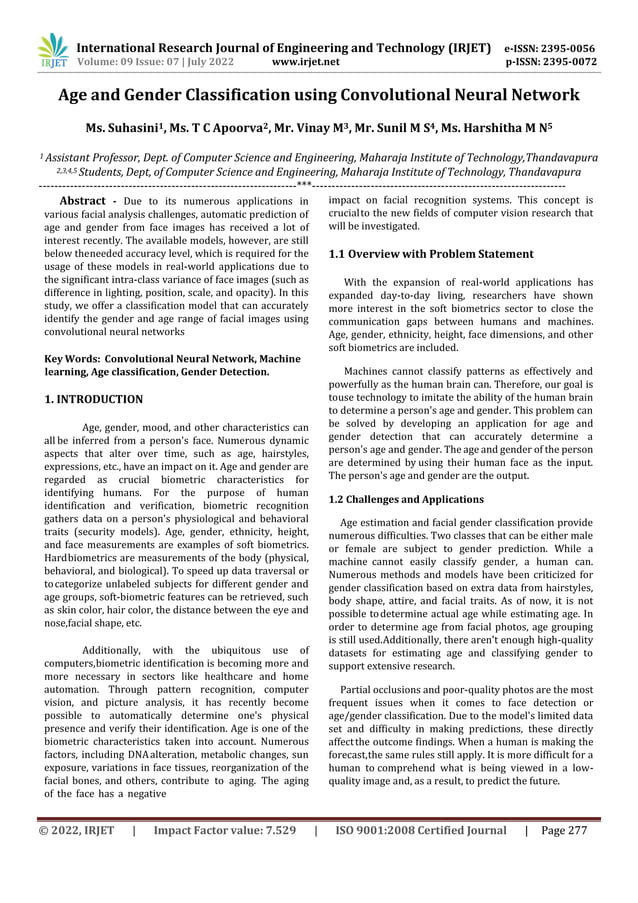 Age and Gender Classification using Convolutional Neural Network | PDF