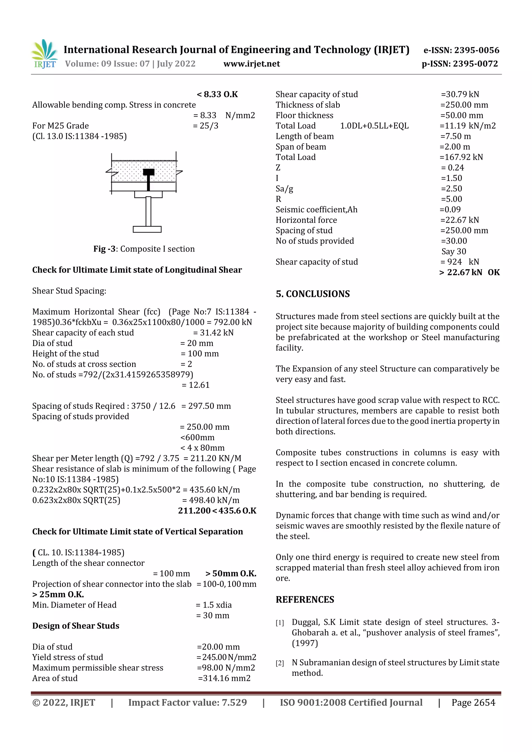 Design of Metal Deck Sheet and Composite I-Section as secondary member ...
