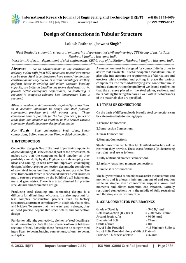 Design of Connections in Tubular Structure | PDF | Construction ...
