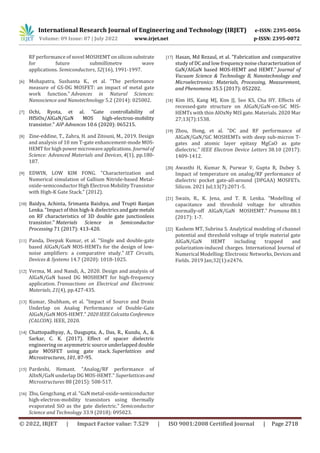 Analog/RF Performance of Dielectric Pocket Double Gate (DP-DG) AlGaN/GaN MOSHEMT | PDF