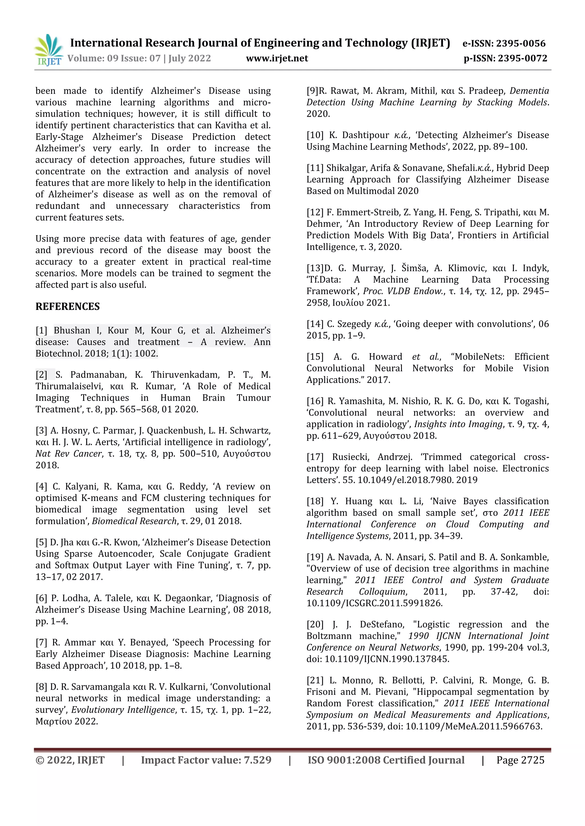 Early Detection of Alzheimer’s Disease Using Machine Learning Techniques | PDF