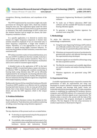 Fault Detection and Condition Monitoring of Rolling Contact Bearings using Vibration Signature ...