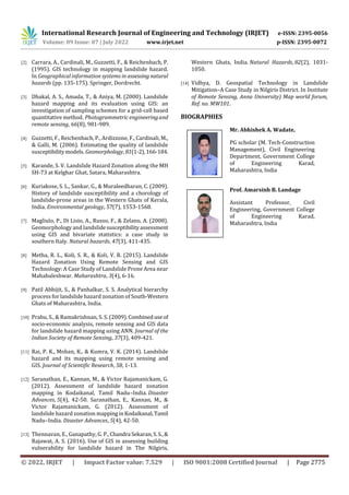 GIS BASED LANDSLIDE MAPPING: A CASE STUDY OF MAHABALESHWAR REGION OF ...