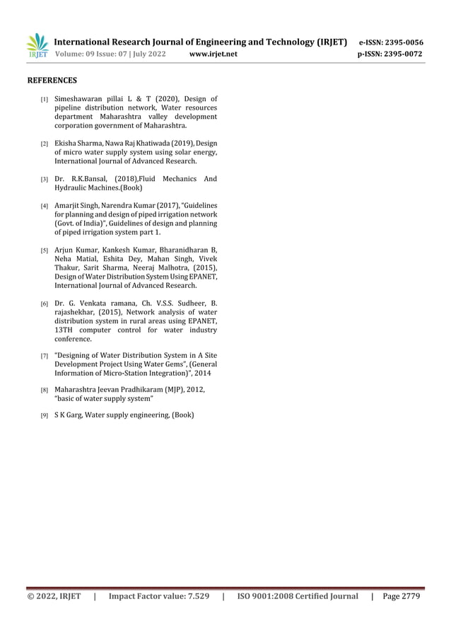 Design and Analysis of Water Distribution System Using Solar and Siphon | PDF