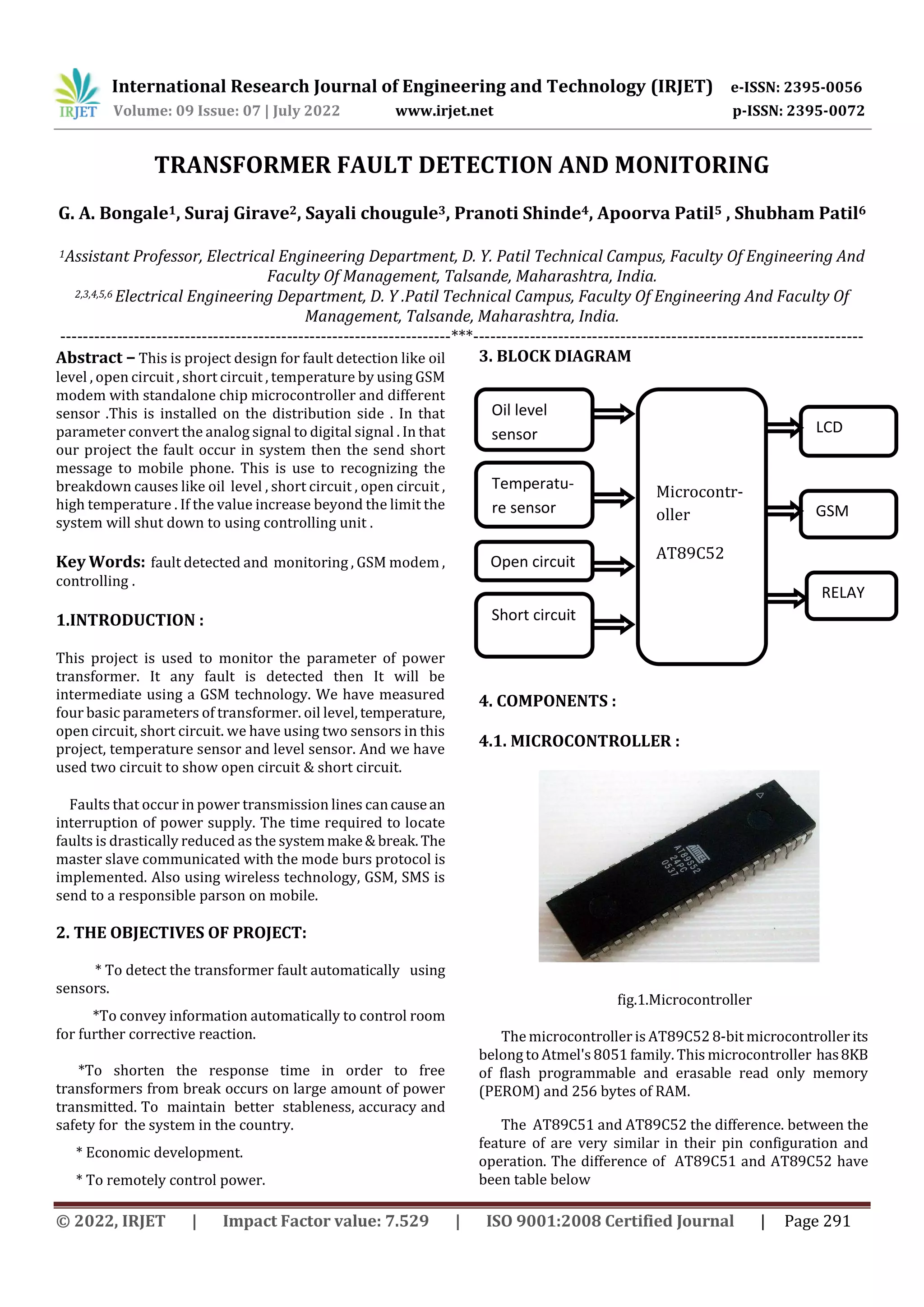 TRANSFORMER FAULT DETECTION AND MONITORING | PDF