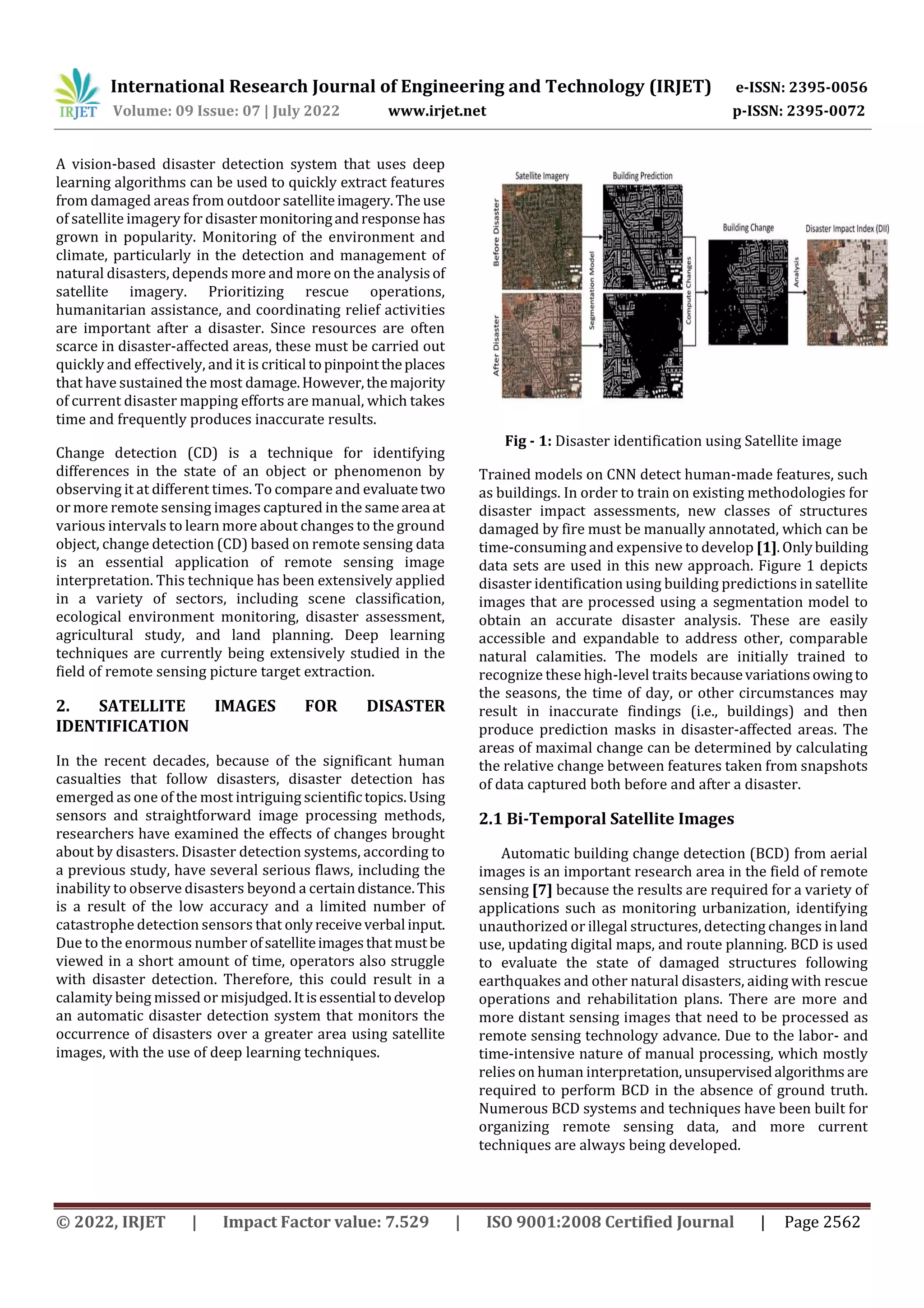 AI-Based Change Detection for Disaster Identification utilizing Bi ...