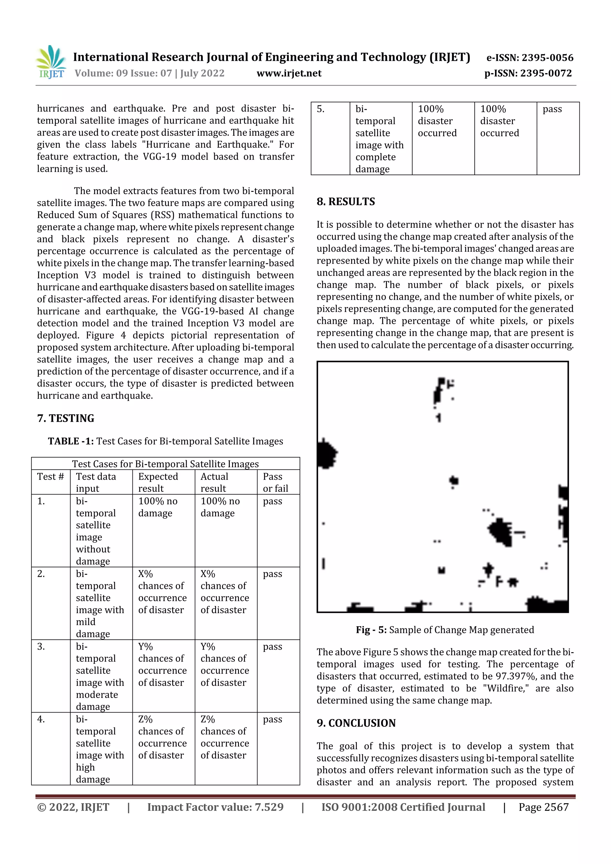 AI-Based Change Detection for Disaster Identification utilizing Bi- temporal Satellite Images | PDF