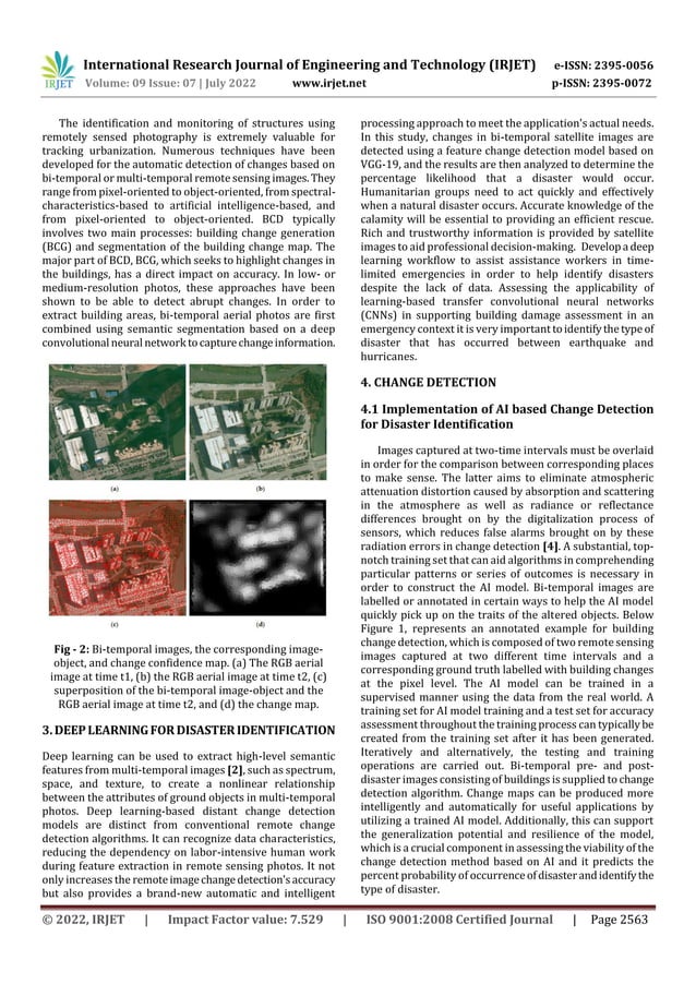 AI-Based Change Detection for Disaster Identification utilizing Bi- temporal Satellite Images | PDF