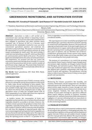 GREENHOUSE MONITORING AND AUTOMATION SYSTEM | PDF