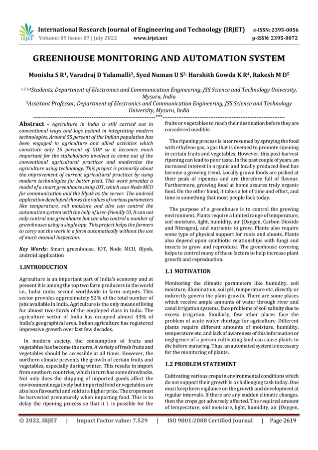 GREENHOUSE MONITORING AND AUTOMATION SYSTEM | PDF