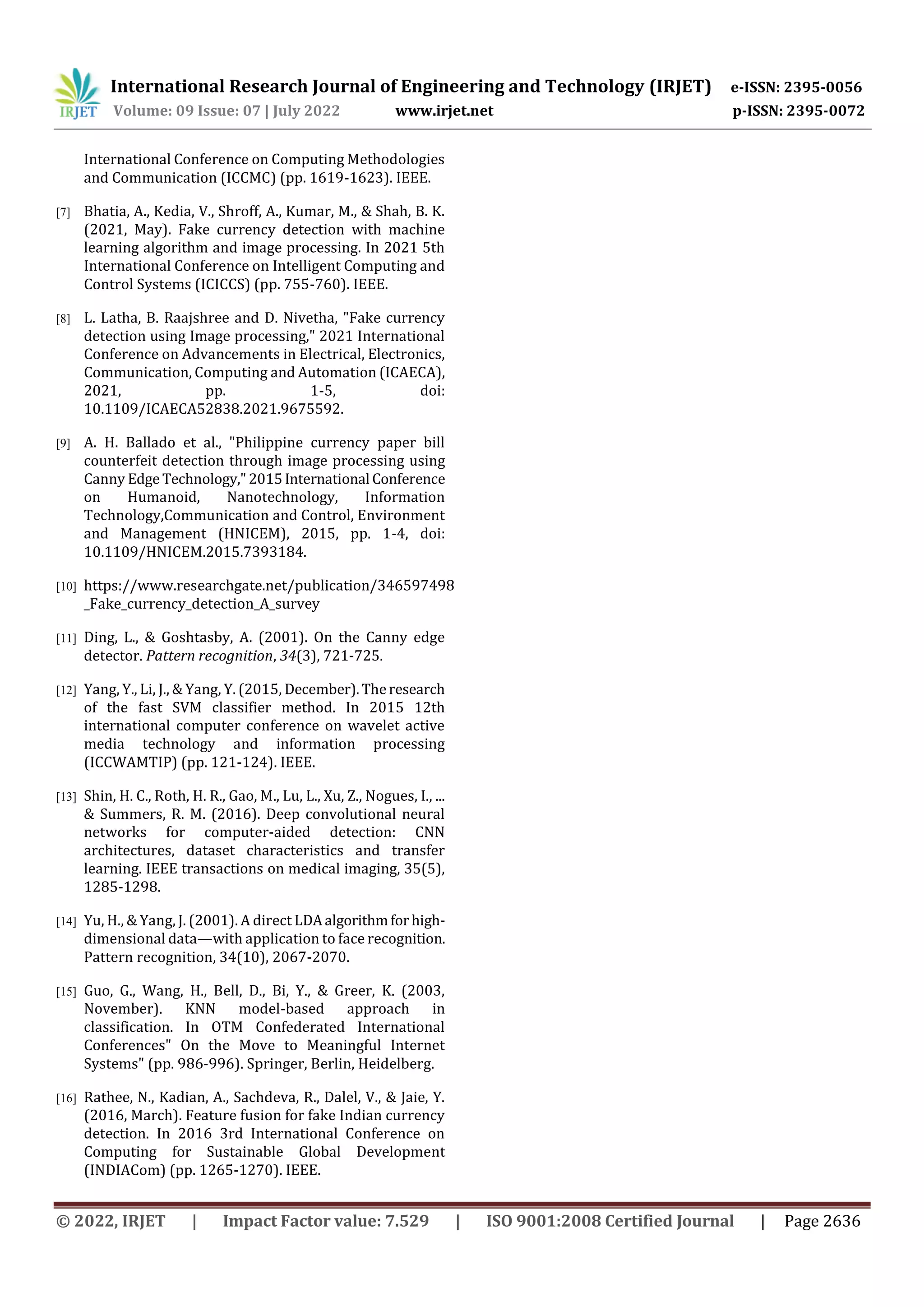 A review of Fake Currency Recognition Methods | PDF