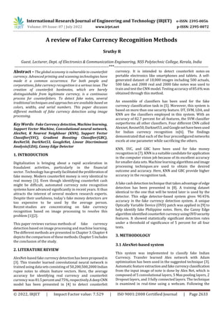 A review of Fake Currency Recognition Methods | PDF