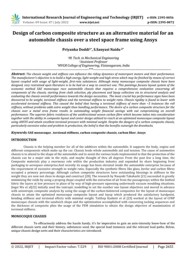 Design of carbon composite auto chassis | PDF