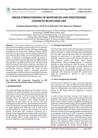 SHEAR STRENGTHENING OF REINFORCED AND PRESTRESSED CONCRETE BEAM USING ...