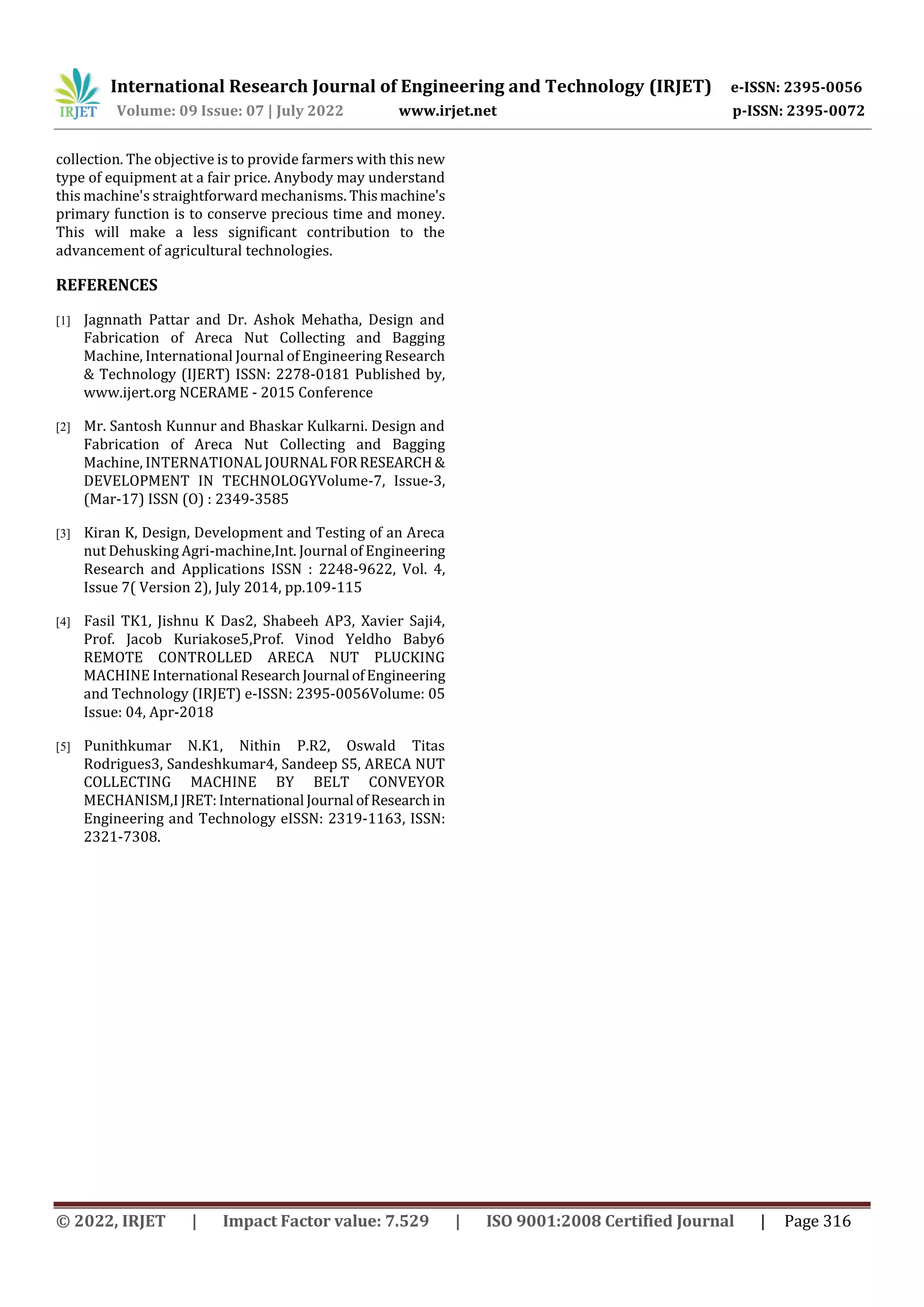 SEMI – AUTOMATIC ARECA NUT COLLECTING MACHINE | PDF