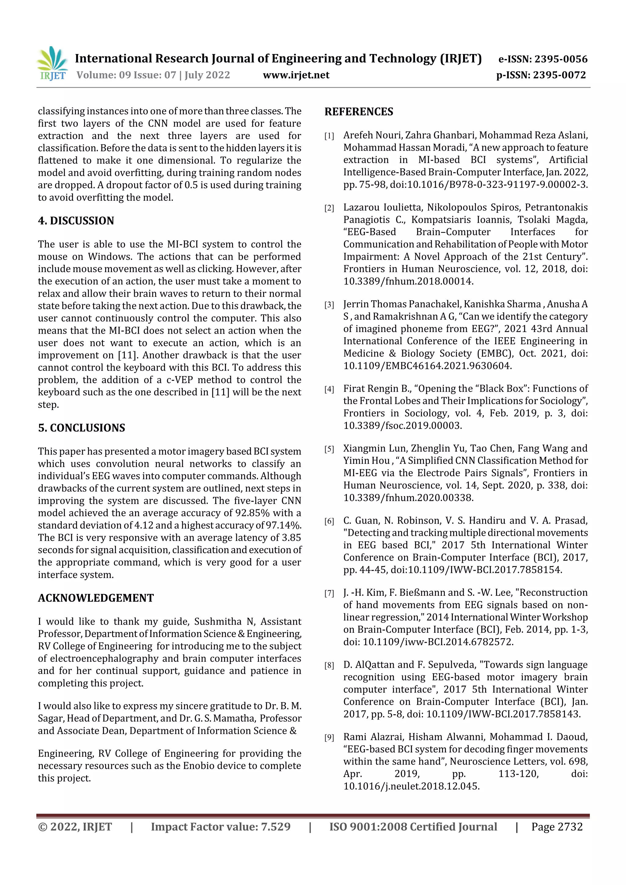 Motor Imagery based Brain Computer Interface for Windows Operating System | PDF