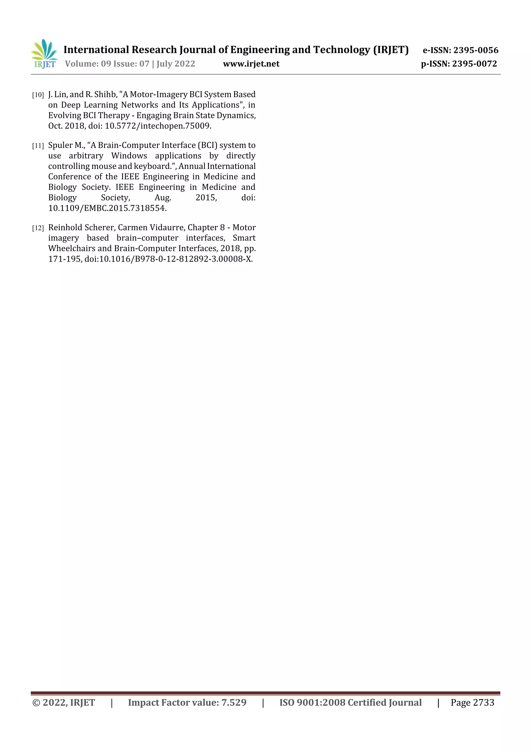 Motor Imagery based Brain Computer Interface for Windows Operating System | PDF