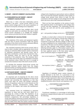SHORT CIRCUIT ANALYSIS OF ELECTRICAL DISTRIBUTION SYSTEM FOR INDUSTRY ...