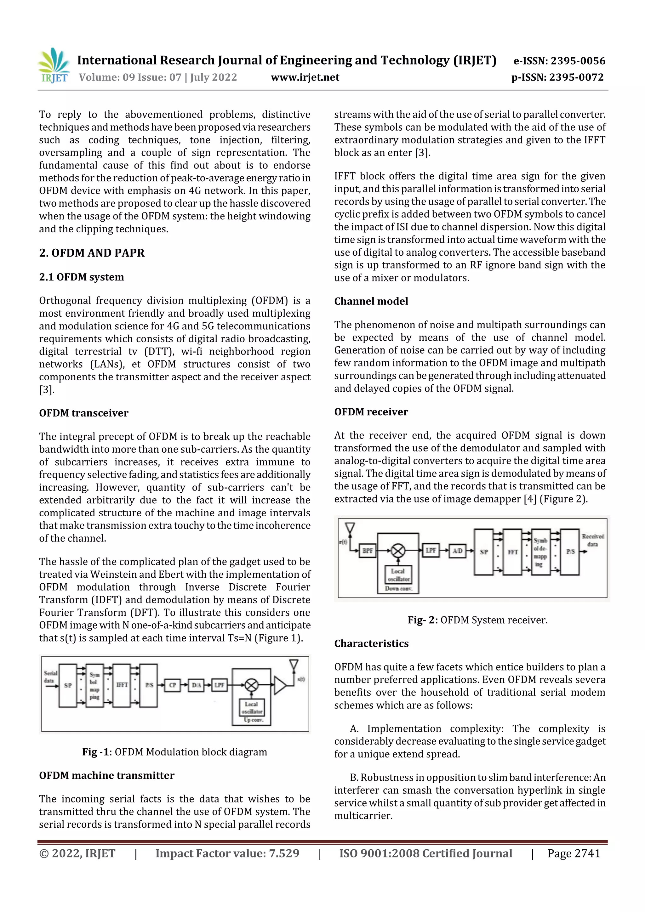 A Comparison On Different Techniques For Papr And Ber Reduction In Ofdm