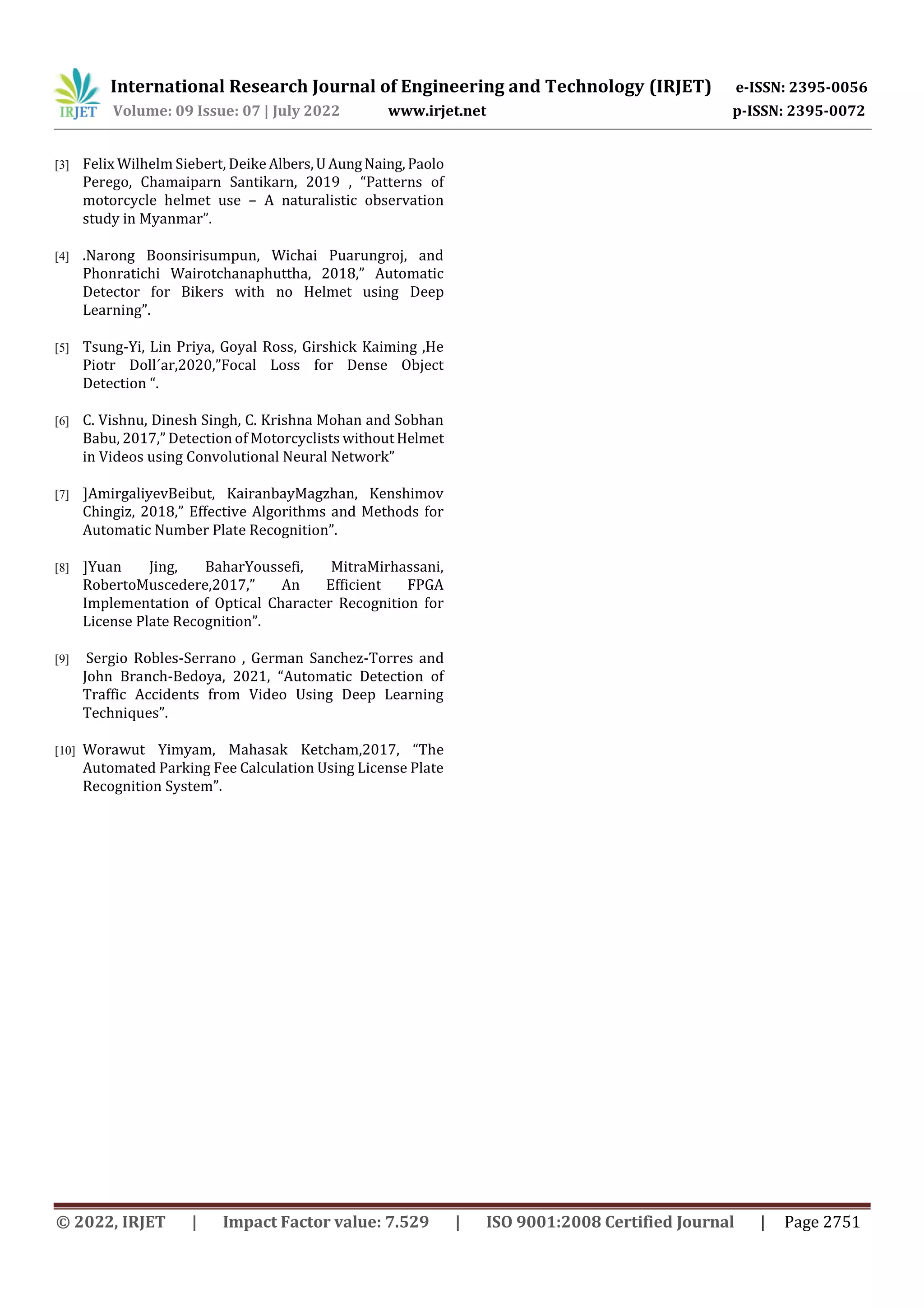 Deep Learning Based Vehicle Rules Violation Detection and Accident Assistance | PDF