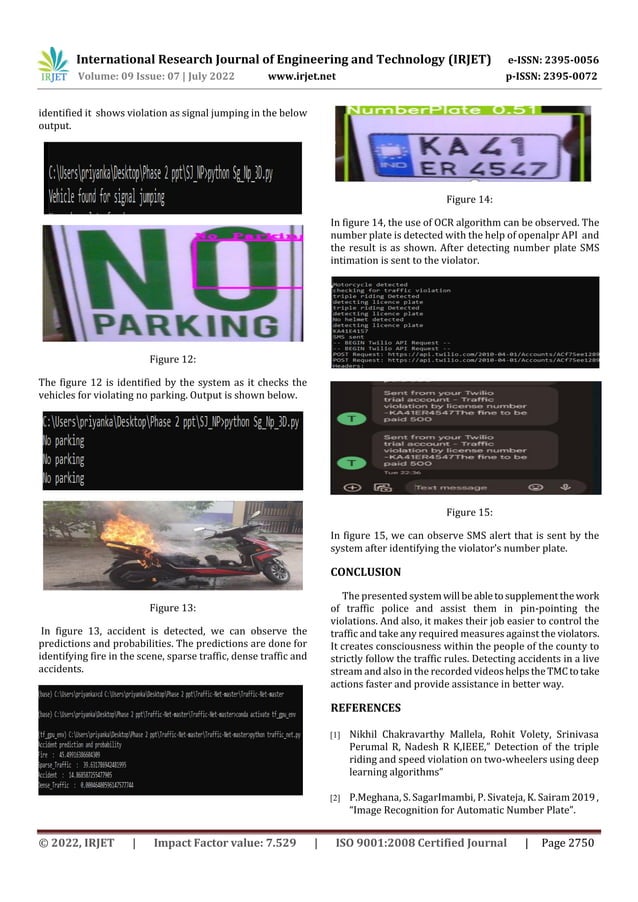 Deep Learning Based Vehicle Rules Violation Detection and Accident Assistance | PDF