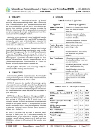 Comparative Study of Abstractive Text Summarization Techniques | PDF | Desktop Publishing ...