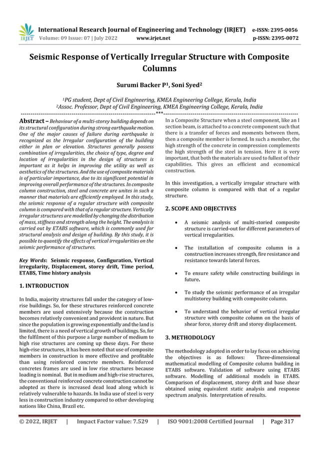 Seismic Response of Vertically Irregular Structure with Composite Columns | PDF