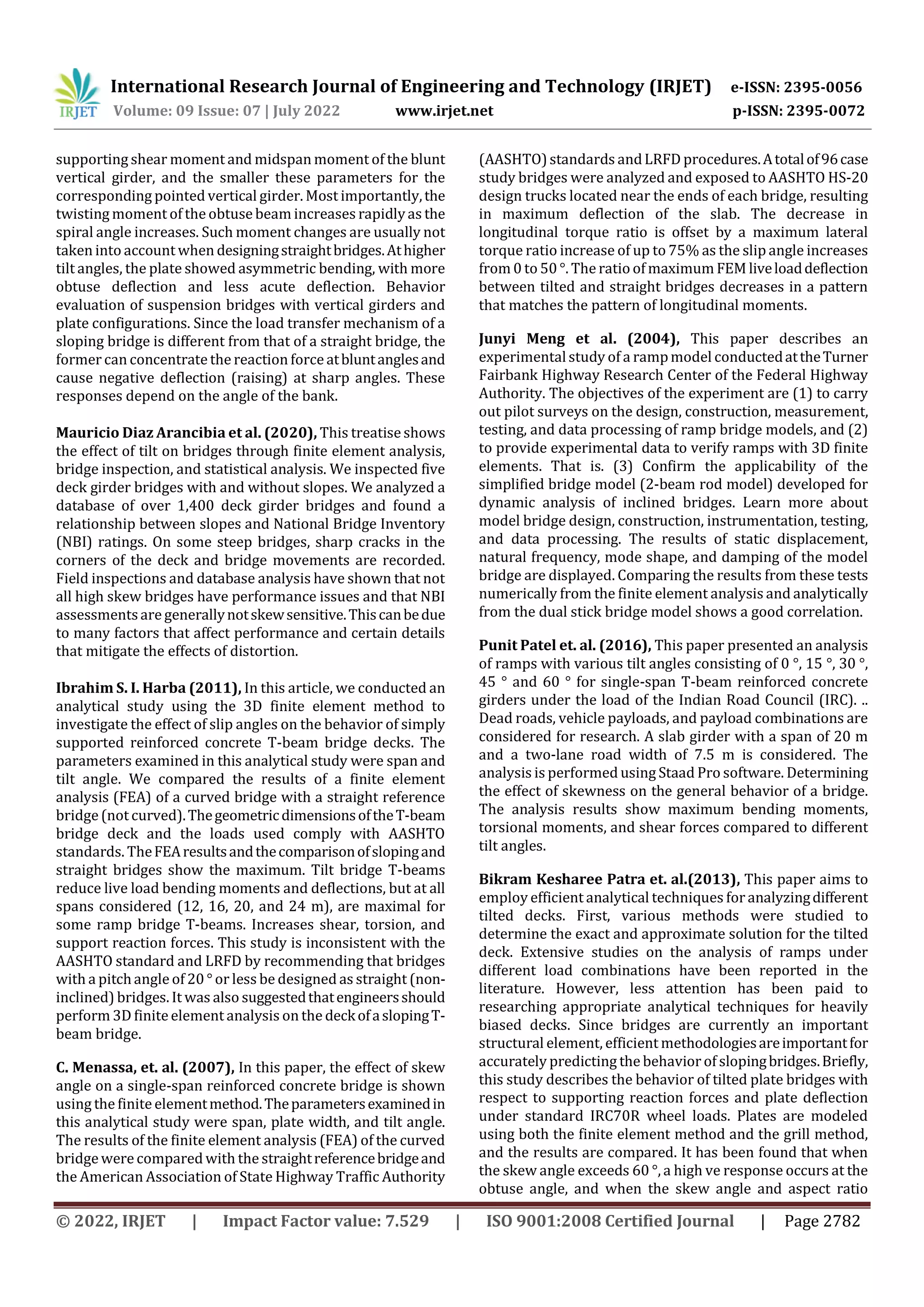 Analysis of performance of various skew angles of deck slab bridges in MIDAS Software | PDF