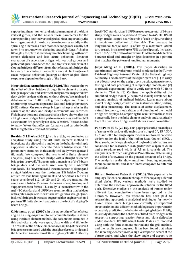 Analysis of performance of various skew angles of deck slab bridges in ...