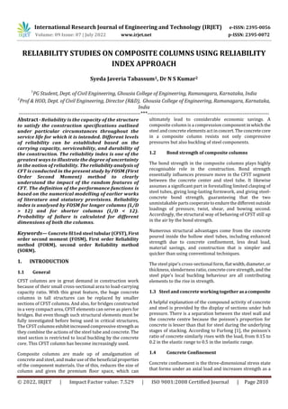RELIABILITY STUDIES ON COMPOSITE COLUMNS USING RELIABILITY INDEX APPROACH | PDF