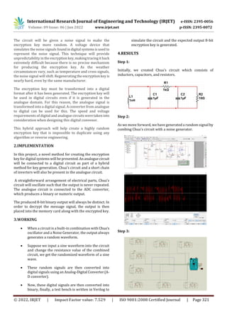 ENCRYPTION KEY GENERATION FOR DIGITAL CIRCUITS USING ANALOG CIRCUITS | PDF