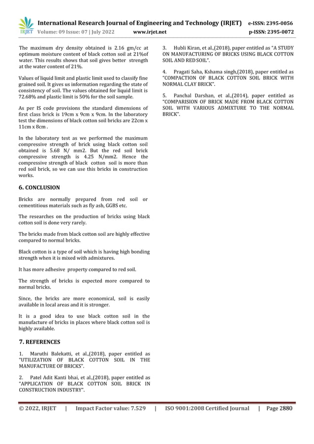 UTILIZATION OF BLACK COTTON SOIL IN THE MANUFACTURE OF BRICKS | PDF ...