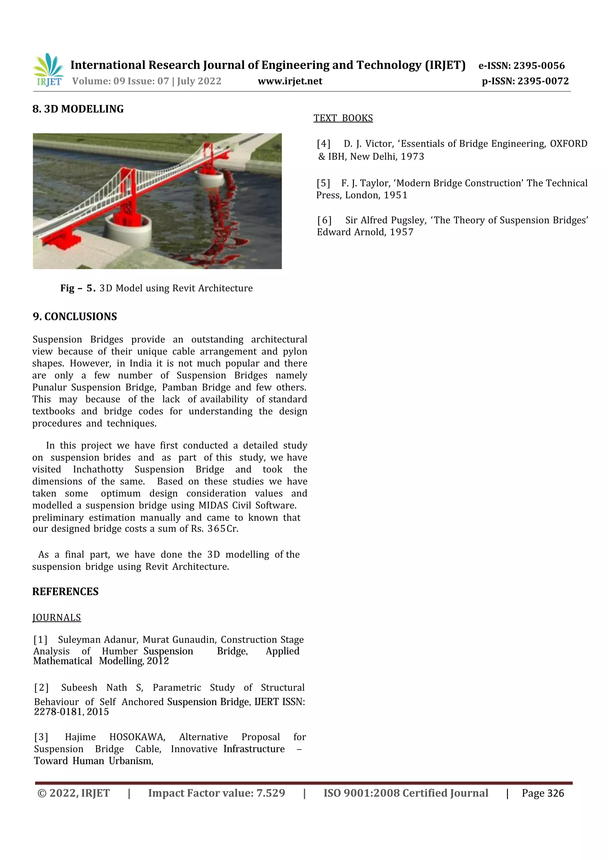 ANALYSIS, MODELLING AND ESTIMATION OF SUSPENSION BRIDGE | PDF