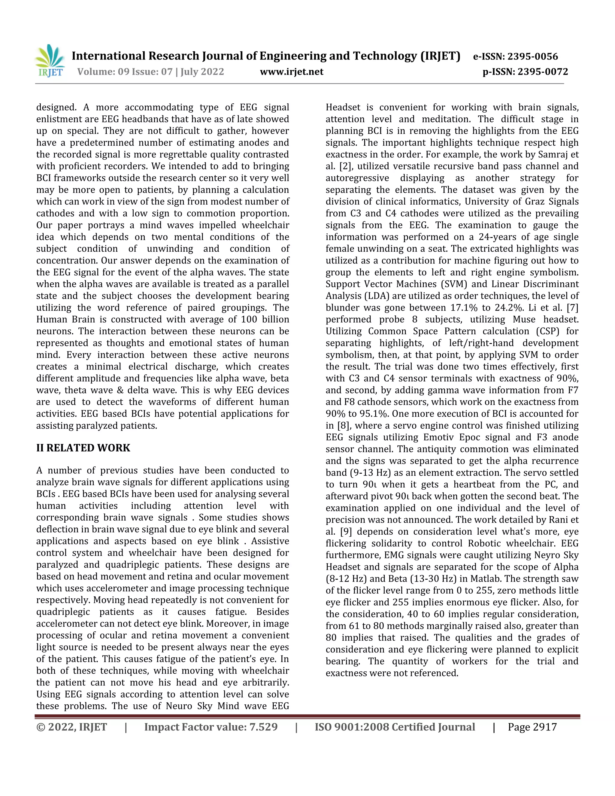 Brain computer interfacing for controlling wheelchair movement | PDF