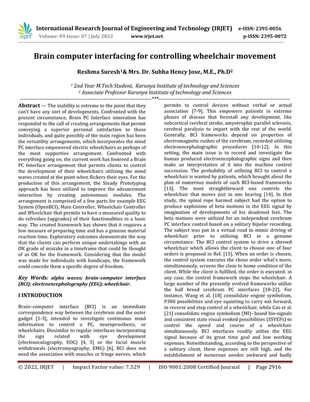 Brain computer interfacing for controlling wheelchair movement | PDF