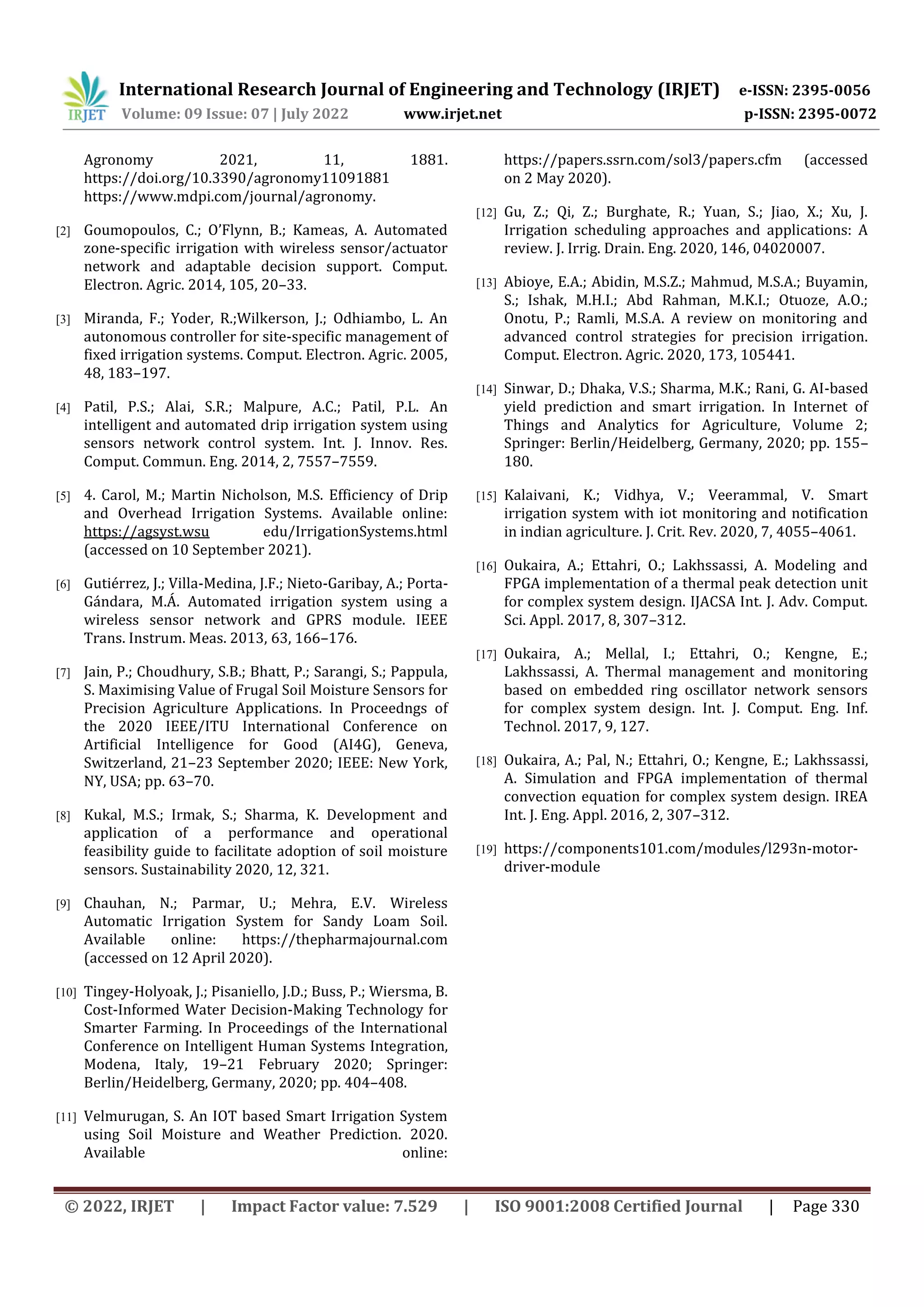 Smart Soil Moisture Sensing & Automatic Water Irrigation Robot | PDF