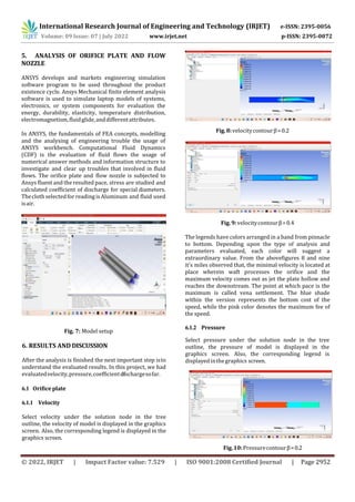 ANALYSIS AND EVALUATION OF COEFFICIENT OF DISCHARGE ON ORIFICE PLATE ...