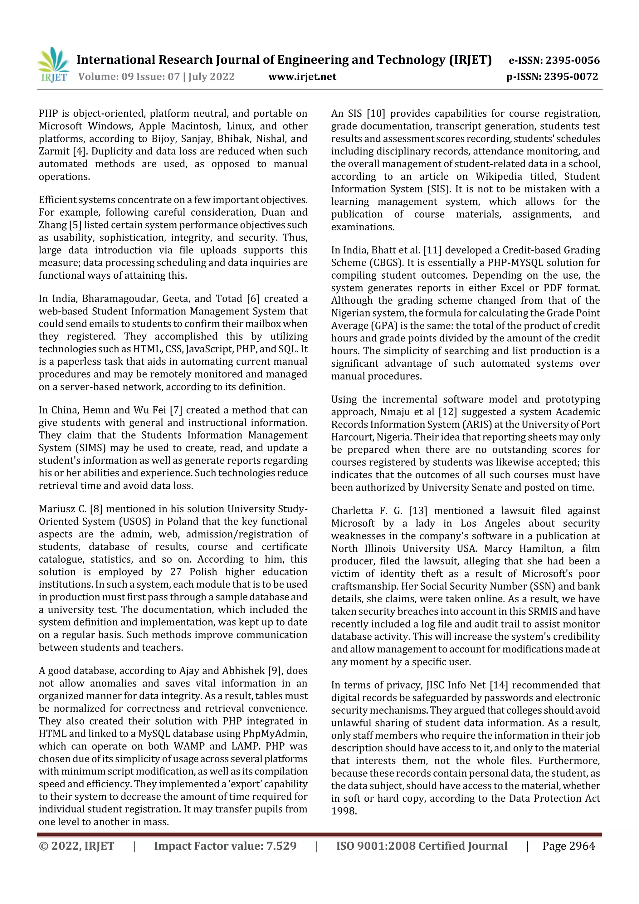 A Review on Student Result Management System | PDF