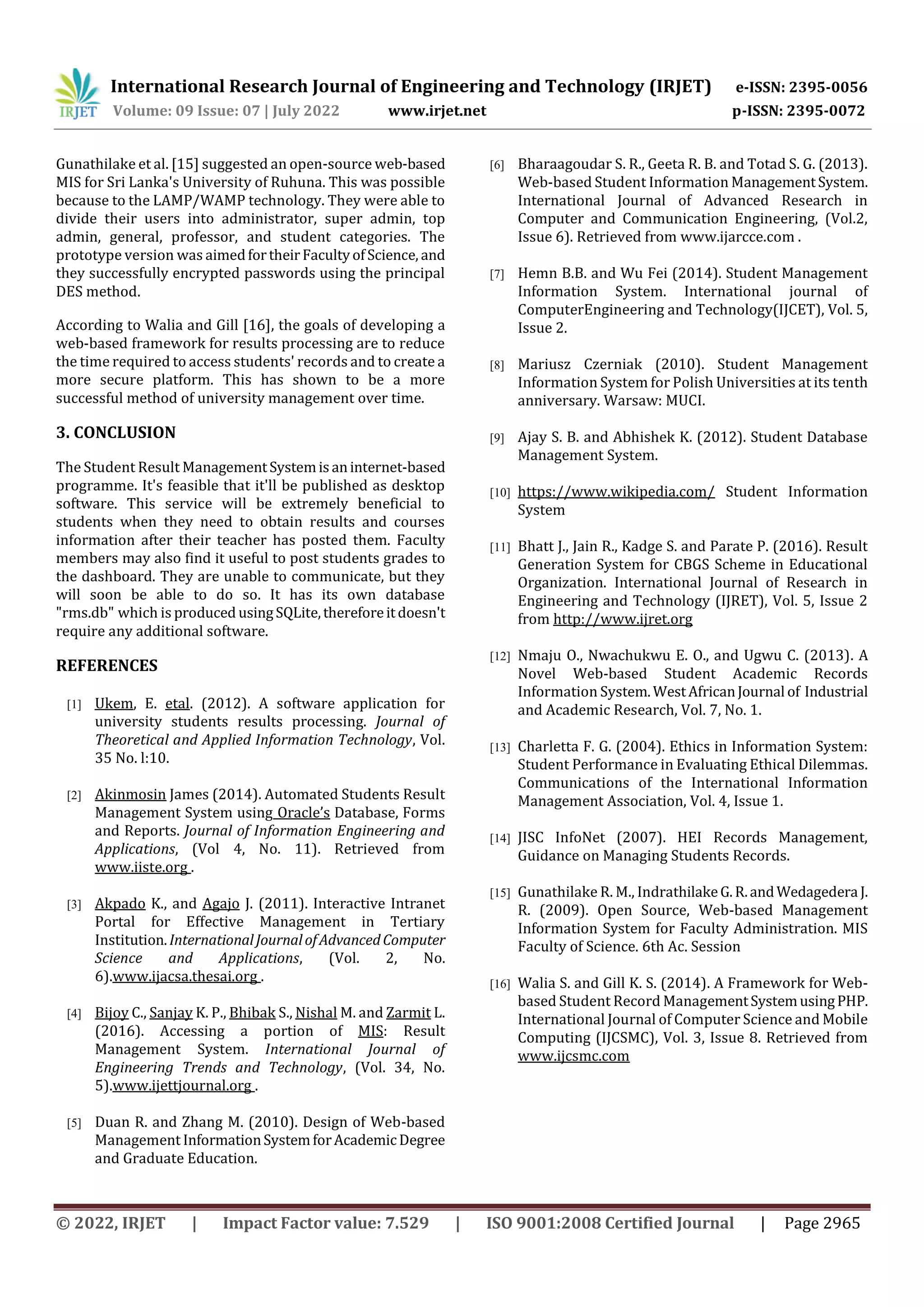 A Review on Student Result Management System | PDF