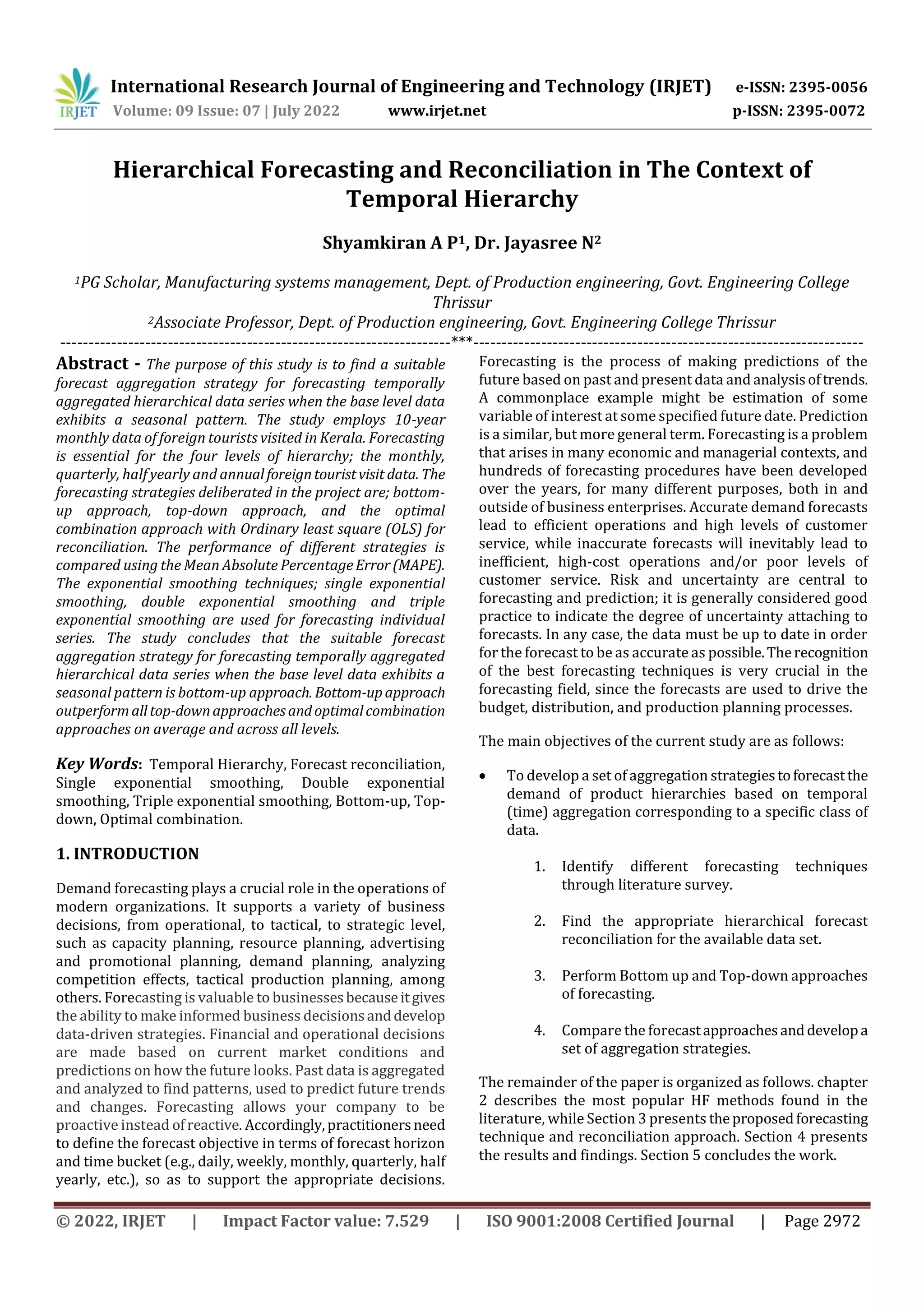 Hierarchical Forecasting and Reconciliation in The Context of Temporal Hierarchy | PDF