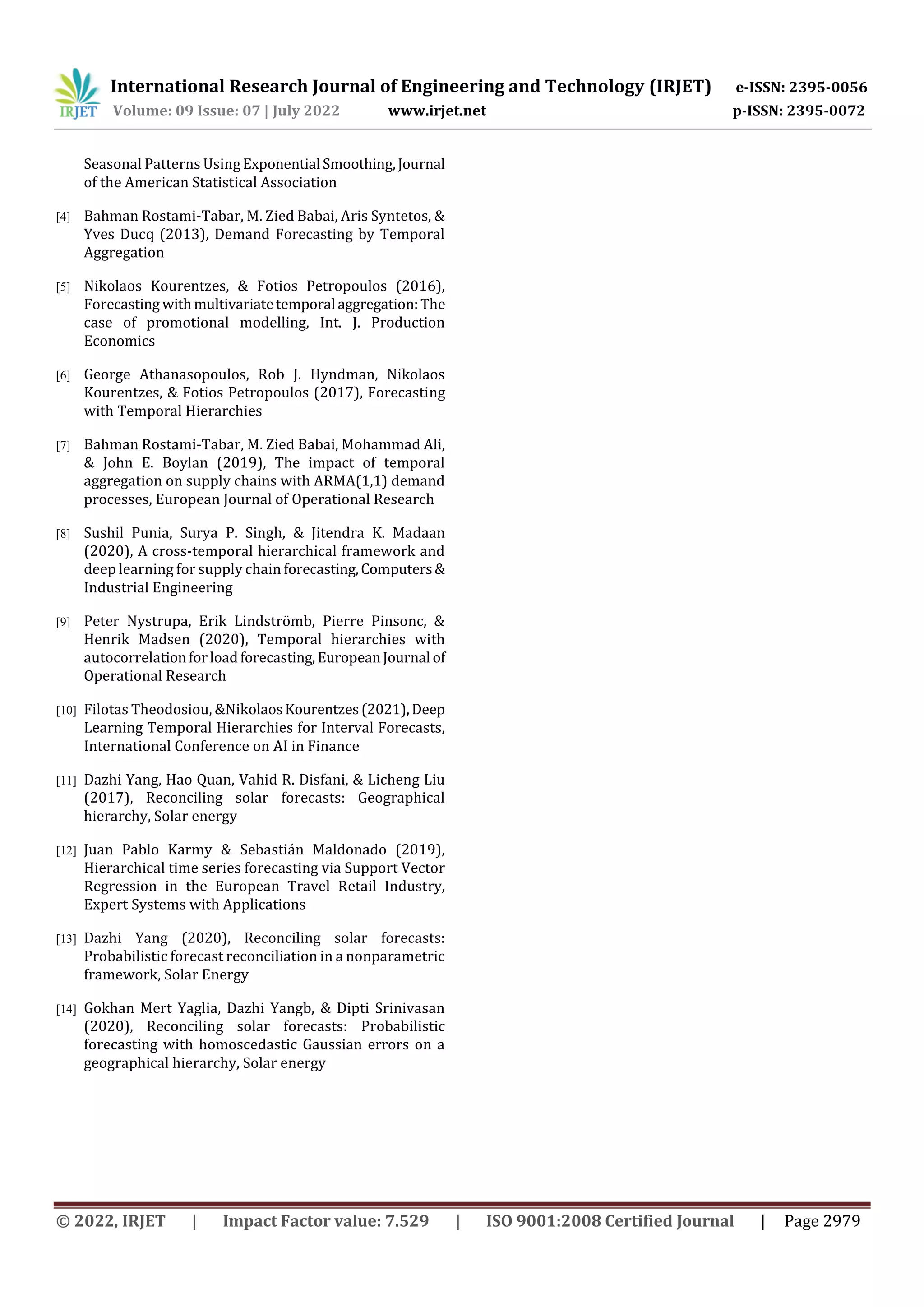 Hierarchical Forecasting and Reconciliation in The Context of Temporal Hierarchy | PDF