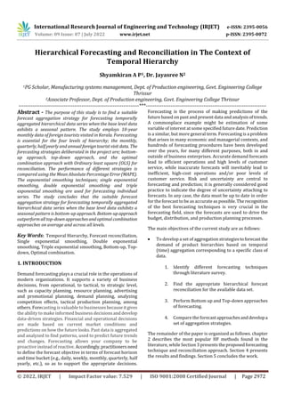 Hierarchical Forecasting and Reconciliation in The Context of Temporal Hierarchy | PDF