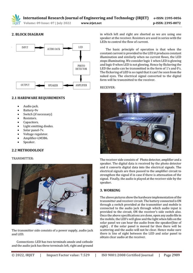 AUDIO TRANSMISSION USING LIGHT FIDELITY | PDF