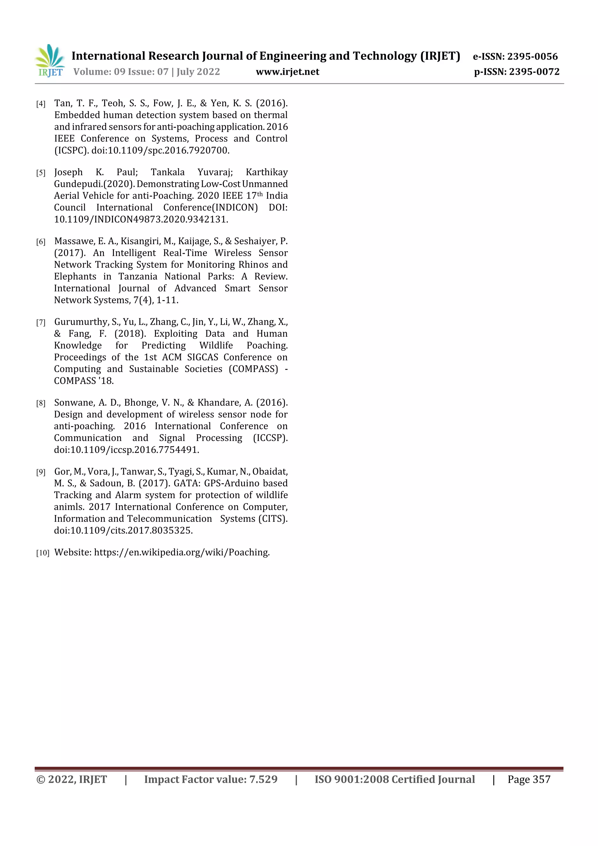 Anti-poaching System to Detect Poachers and Conserve Forest Ecosystem | PDF